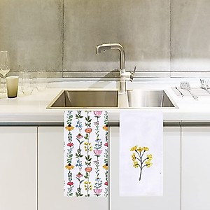 Set of 2 Spring Flowers Kitchen Dish Towel 18 x 28 Inch, Seasonal Spring Summer Wild Floral Tea Towels Dish Cloth for Cooking Baking