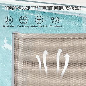 Domi Pool Lounge Chairs Set of 3, Adjustable Aluminum Outdoor Chaise Lounge with Wheels Patio Lounge Chairs with Side Table, All Weather for Deck Lawn Poolside Backyard-Khaki Textilene