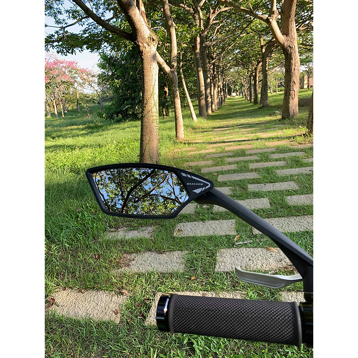 MEACHOW New Scratch Resistant Glass Lens,Handlebar Bike Mirror, Rotatable Safe Rearview Mirror, Bicycle Mirror, (Silver Left Side) ME-006LS