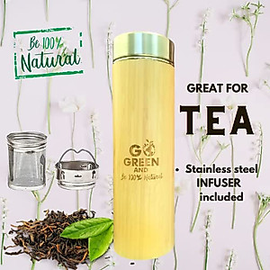 Go Green. Coffee and Tea Thermo Stainless steel double wall with tea infuser. Eco design. Coffee and tea. 18 oz. Leak proof lid. Best gift for coffee lovers. (Large)