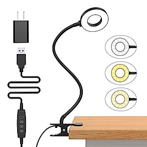 iZELL Desk Lamp, [3 Color Modes & 10 Brightness] LED Reading Light with Clamp, Flexible Gooseneck Book Light for Kids Reading Book in Bed at Night Clip on Table, Headboard, Dorm, Zoom Meetings