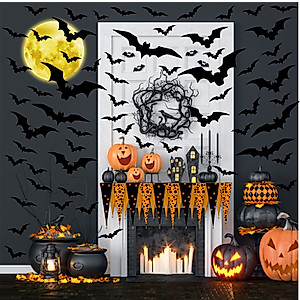 Halloween Moon Wall Decal Halloween Bat Wall Stickers Vinyl Bat Wall Decals Removable Halloween Wall Sticker Halloween Bats Wall Decals Party Decorations