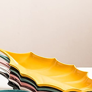 KOWMcp Dinner Plates Leaf-Shaped Plate for Household Use, for Sushi, French Fries, Fruits, Vegetables, Pasta (Color : Pink)