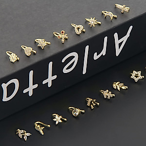 CrazyPiercing 24Pcs Fake Nose Ring CZ African Nose Cuffs Gold Faux Septum Nose Rings Clip on Nose Jewelry for Woman Non Pierced Jewelry