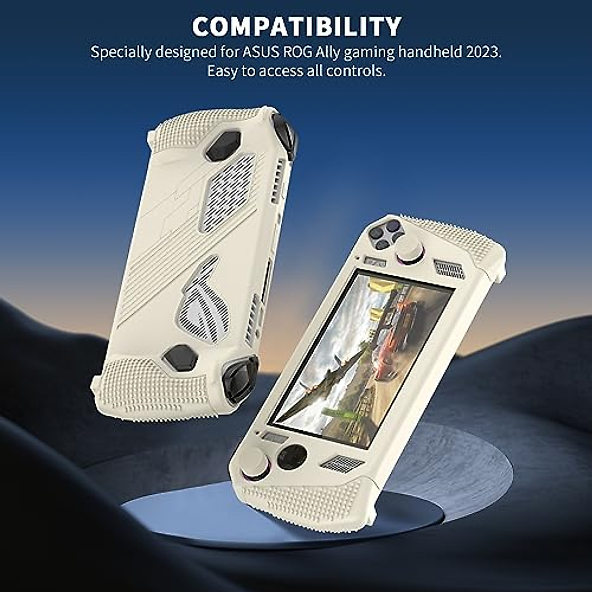 WOOPIT Silicone Case Compatible ASUS Rog Ally Gaming Handheld Console Protector,Anti-Scratch Drop-Proof Non-Slip Full Protective Rog Ally Case with 2 Pair Thumb Grips