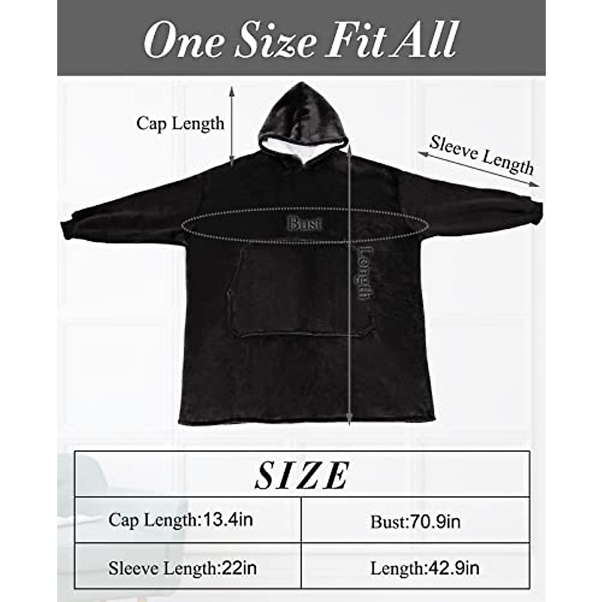 Renjie Wearable Blanket Hoodie for Women Adult, Super Warm and Comfy Oversized Blanket Hoodie Sweatshirt with Giant Pocket