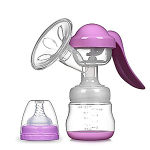Elfzone Manual Breast Pump, Adjustable Suction Silicone Hand Pump Breastfeeding, Small Portable Manual Breast Milk Catcher Baby Feeding Pumps & Accessories, Purple, Mothers Day Gifts