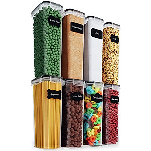 Chef's Path - Kitchen Storage Box Set - 8 Airtight Food Jars for Storing Spaghetti, Pasta, Flour, Cereals, Pet Food Preservation, BPA Free (3 quarts)