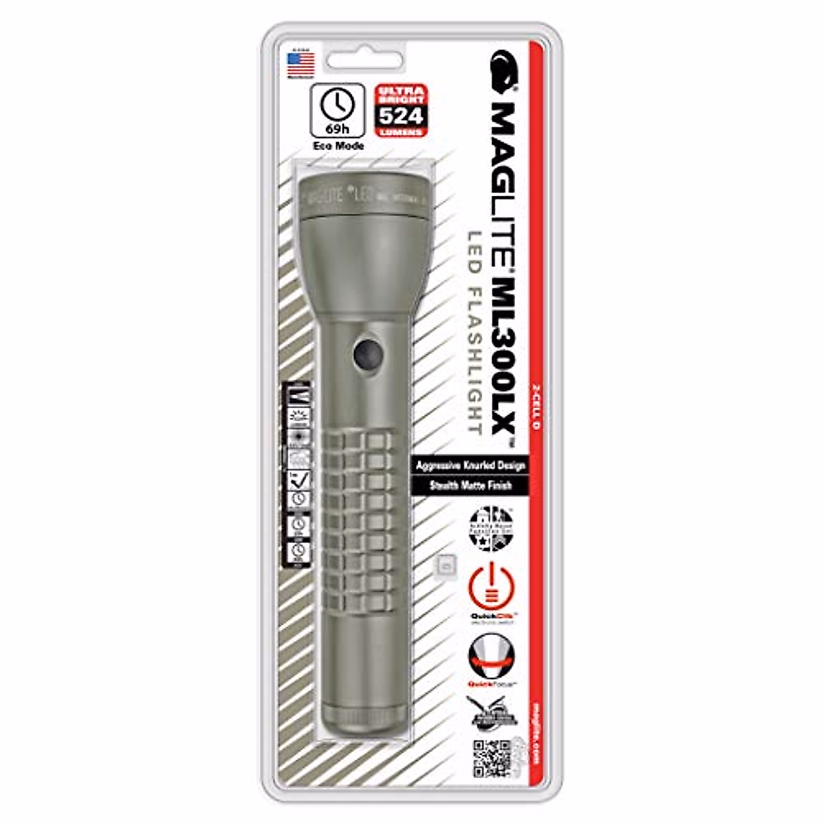 Maglite ML300LX LED 2-Cell D Flashlight, Foliage Green