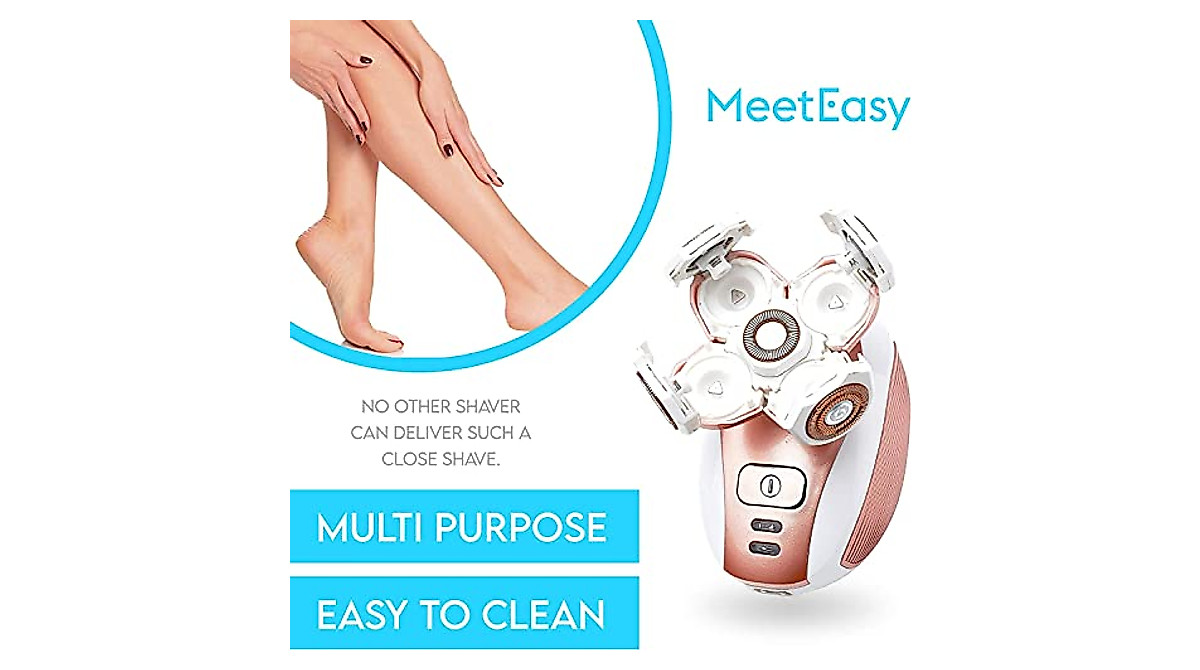 Meeteasy Electric Leg Shaver for Women - Painless Hair Removal (Gold)
