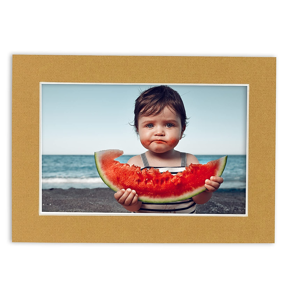9x11 Mat Bevel Cut for 7x9 Photos - Acid Free Rattan Beige Precut Matboard - For Pictures, Photos, Framing - 4-ply Thickness
