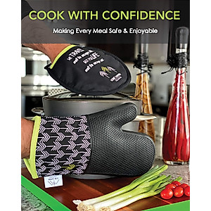 Trailersphere Silicone Oven Mitt and Pot Holder Set, Gone Camping Collection, Non-Slip Grip, Heat Resistant with Hanging Loops, Perfect for RV Kitchens and Camping, Modern and Inspirational Design