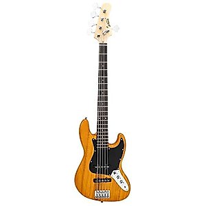 Bass & Guitar Accessories Glarry Gjazz Electric 5 String Bass Guitar Full Size Bag Strap Pick Connector Wrench Tool Transparent Yellow