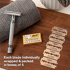 BIC Chrome Platinum Double Edge Safety Razor Disposable Single Blades (100 Pack)