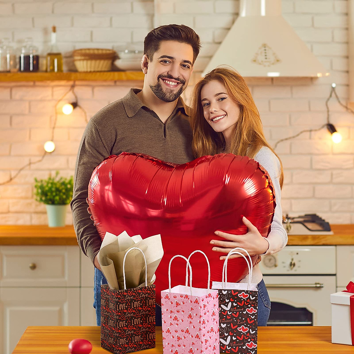 8 Pcs Mini Paper Valentines Day Gift Bags Mini Gift Bags with Handles Bag for Gift Cards, Galentines Day, Teacher Present, Classroom Parties, Wedding Birthday Sweetest Day Party Favor