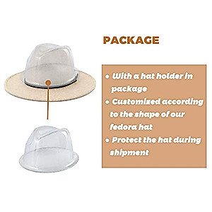 Lisianthus Womens Classic Wool Fedora with Belt Buckle Wide Brim Panama Hat B-Beige