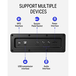 Donner DDP-100 88-Key Weighted Action Digital Piano, Beginner keyboard piano Bundle with Furniture Stand, Power Adapter, White