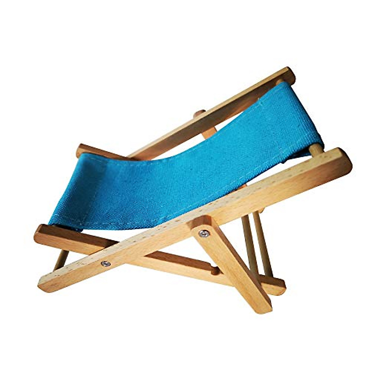 Hanpo Cell Phone Holder Wood & Canvas Beach Deck Chair - Desk Stand for Smart Phone 5.5 Inches (Light Brown) (Turquoise)