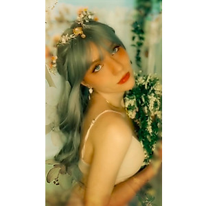 MOSTORY Pink Flower Elf Crown - Handmade Woodland Fairy Headpiece Forest Floral Headband with Crystal Elven Flower Circlet for Women Girls Cosplay Renaissance Mardi Gras