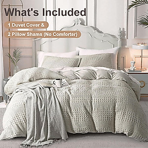 Ivellow Duvet Cover King Waffle Weave Duvet Cover Set 100% Cotton Textured Khaki Duvet Cover Cozy Soft Breathable King Duvet Cover Skin-Friendly Luxury Comforter Cover Bedding Set All Season 104"x90"