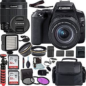 EOS 250D / Rebel SL3 DSLR Camera with EF-S 18-55mm f/4-5.6 is STM Lens + Accessory Bundle Kit (Flash, Travel Charger, Extra Battery, and More)