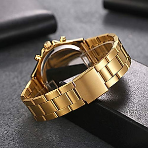 Gold Hip-Hop Watch for Men [Upgraded] Japan Quartz 30M Waterproof Dress Casual Watch for Valentine's Day
