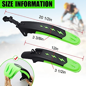 MAKELEN Bike Fender Set Mudguard Set Front and Rear 2 Parts-Universal Full Cover Thicken Widen Bicycle Adjustable Bike Fender Mud Guard Mudflap for MTB Road Bike Mountain Bike Black&Green