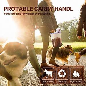 TIOVERY Dog Food Storage Container Small, Cat Food Storage Container Airtight Plastic Dispenser with Graduated Measuring Cup, Pourable Spout and Portable Collapsible Dog Bowl for Pet Food, Birds Seed