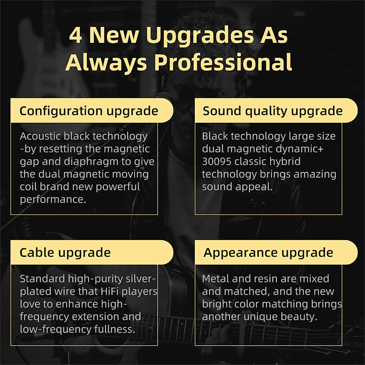 KZ ZSN Pro X in Ear Monitor, Wired Gaming Earbuds, HiFi KZ in Ear Headphones with Hybrid Dual Driver 1ba 1dd High Fidelity Musicians IEM Earphones with Detachable Tangle-Free Cable (with mic, Black)