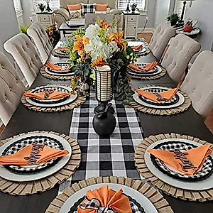 Buffalo Plaid Table Runners 2 Packs 13x84 Inches Check Black and White Table Runner Fall Thanksgiving Table Runners for Parties