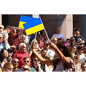 10PCS Ukraine Hand Held Flags 5.5x8.5in / 14 x21cm Ukrainian National Stick Flags Outdoor Indoor Decor Polyester Small Mini Flags Decoration for Car Party Festival Home Sports Events