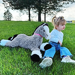 Tezituor 35 Inch Horse Stuffed Animals, Large Stuffed Horse Plush Pillow, Soft Gray Pony Plush Toy for Boys Girls