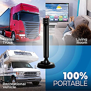 Gray HDTV Antenna - 7.5” Antenna w/ 360 Degree Reception for Signals 40 Miles Away - 2.5” Magnetic Base and 10’ Coaxial Cable - Great for Portable Use - Compatible w/ 1080P and 4K Smart TVs