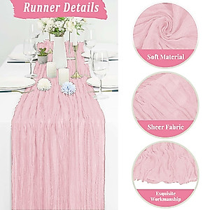 Light Pink Cheesecloth Table Runner 10ft Pink Table Runner Gauze Rustic Boho Table Runner Sheer Runner for Wedding Party Bridal Shower Thanksgiving Christmas Party Decoration