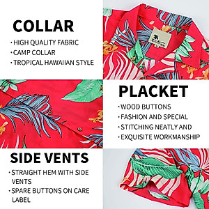 Damipow Hawaiian Shirts for Men Short Sleeve Aloha Beach Shirt Floral Summer Casual Button Down Shirts,Orange49690,4,M