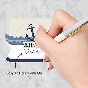 Big Dot of Happiness Ahoy - Nautical - Baby Shower or Birthday Party Tent Buffet Card - Table Setting Name Place Cards - Set of 24