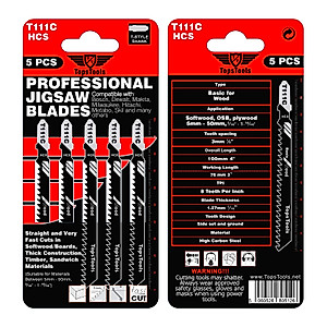 25 x TopsTools JSTTK5B T101B T101BR T111C T118A T144D Mixed Jigsaw Blades for Bosch, Dewalt, Makita, Milwaukee and many more