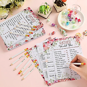 300 Pcs Bridal Shower Games Supplies Include 5 Sets 50 Wedding Games Cards and 50 Pencils, Bridal Shower Decorations Bridal Favors for Guests Bride Groom Bridal Wedding, 50 Guests (Fresh Style)