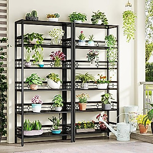 Tribesigns 71" Tall Bookshelf, Modern 6-Tier Etagere Bookcase, Freestanding Open Book Shelves, Wood and Metal Storage Display Rack, Unique Shelving Unit for Home Office, Living Room, Black