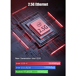 MOGINSOK 4X 2.5GbE Intel I225-V Ethernet Firewall Appliance Mini PC, Intel Celeron J4125 AES-NI VPN Router PC HDMI VGA 4GB RAM 64GB MSATA SSD