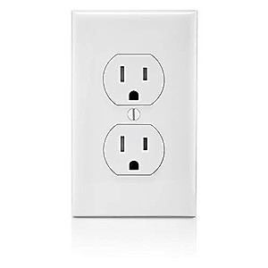 Leviton T5320-W Straight Blade Tamper Resistant Duplex Receptacle, 125 V, 15 A, 2 Pole, 3 Wire, 1 Pack, White