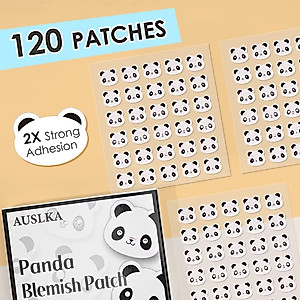 AUSLKA Panda Pimple Patches- 120 Patches, Hydrocolloid Spot Dots - Blemishes Patch - Facial Skin Care, For Zits, Blemishes, & Breakouts