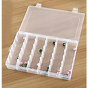 15/24/36 Grids Clear Plastic Storage Box Adjustable Bead Case Nail Art Tools Earring Jewelry Storage Organizer (White, 36-Grid)