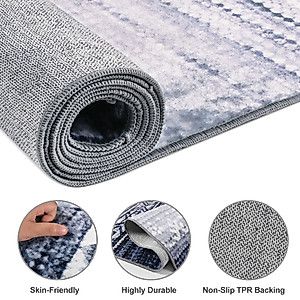 RUGICI Area Rugs 4x6,Washable Area Rug for Living Room,Ombre Low Pile Rug,Non-Slip Non-Shedding Bedroom Rug,Indoor Modern Carpet for Bedroom Kitchen Dining Room Home Decor, Grey