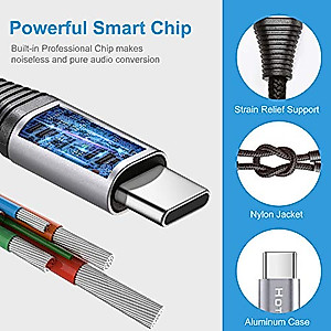 HOTEC USB Type C to 3.5mm Audio Adapter, USB C Headphone and Microphone Adapter 2Pack