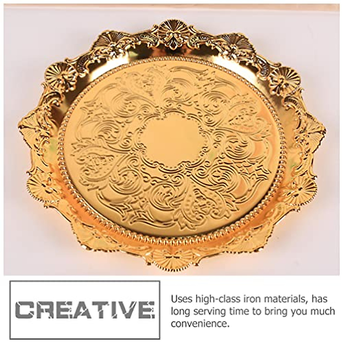 FOMIYES Turkish Ottoman Coffee Tea Beverage Serving Wavy Tray Gold