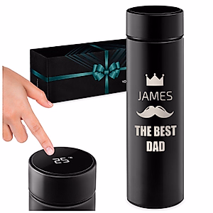 Maverton Travel Mug with engraving for man - 15,2 fl oz flask for him - Removable tea infuser - Lightweight design - LED Display - For Birthday - Personalized gadget for traveler - dad