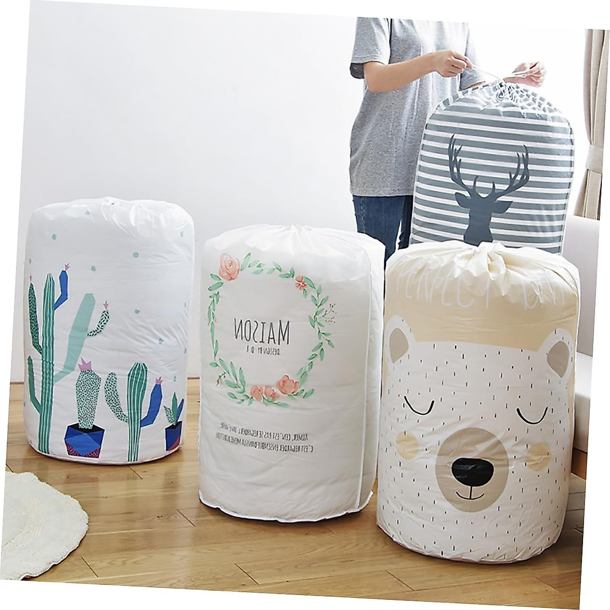 Ciieeo Laundry Organizer Quilt Storage Bag Drawstring Finishing Bag Clothing Laundry Bag