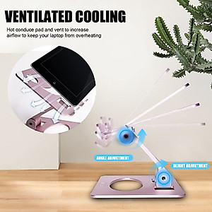 ALZHIJ Portable Tablet Holder Stand - Aluminum Alloy Desktop Stand Adjustable Angle&Height, Compatible with Tablets up to 12IN Wide, Pink