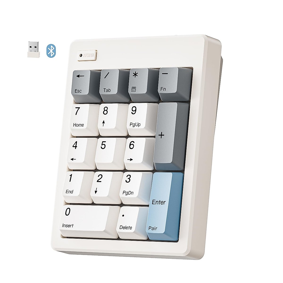 Kisnt Wireless Mechanical Number Pad, Bluetooth 5.0&2.4G Wireless Dual Mode Hot Swappable Numeric Keypad,17 Keys Gasket Numpad, Ten-Key with PBT Keycaps for Laptop/PC/TKL Keyboards(Linear Switch)